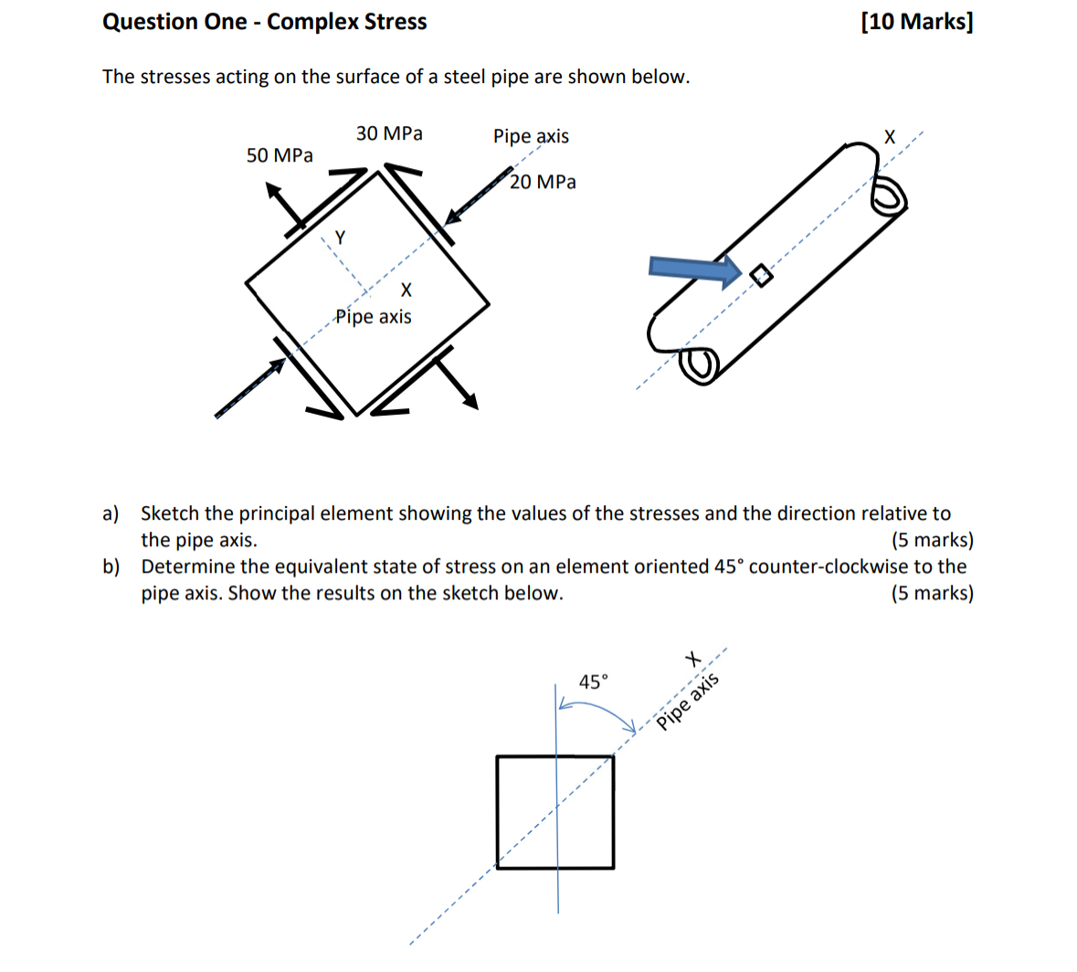 Solved Question One - ﻿Complex Stress[10 ﻿Marks]The stresses | Chegg.com