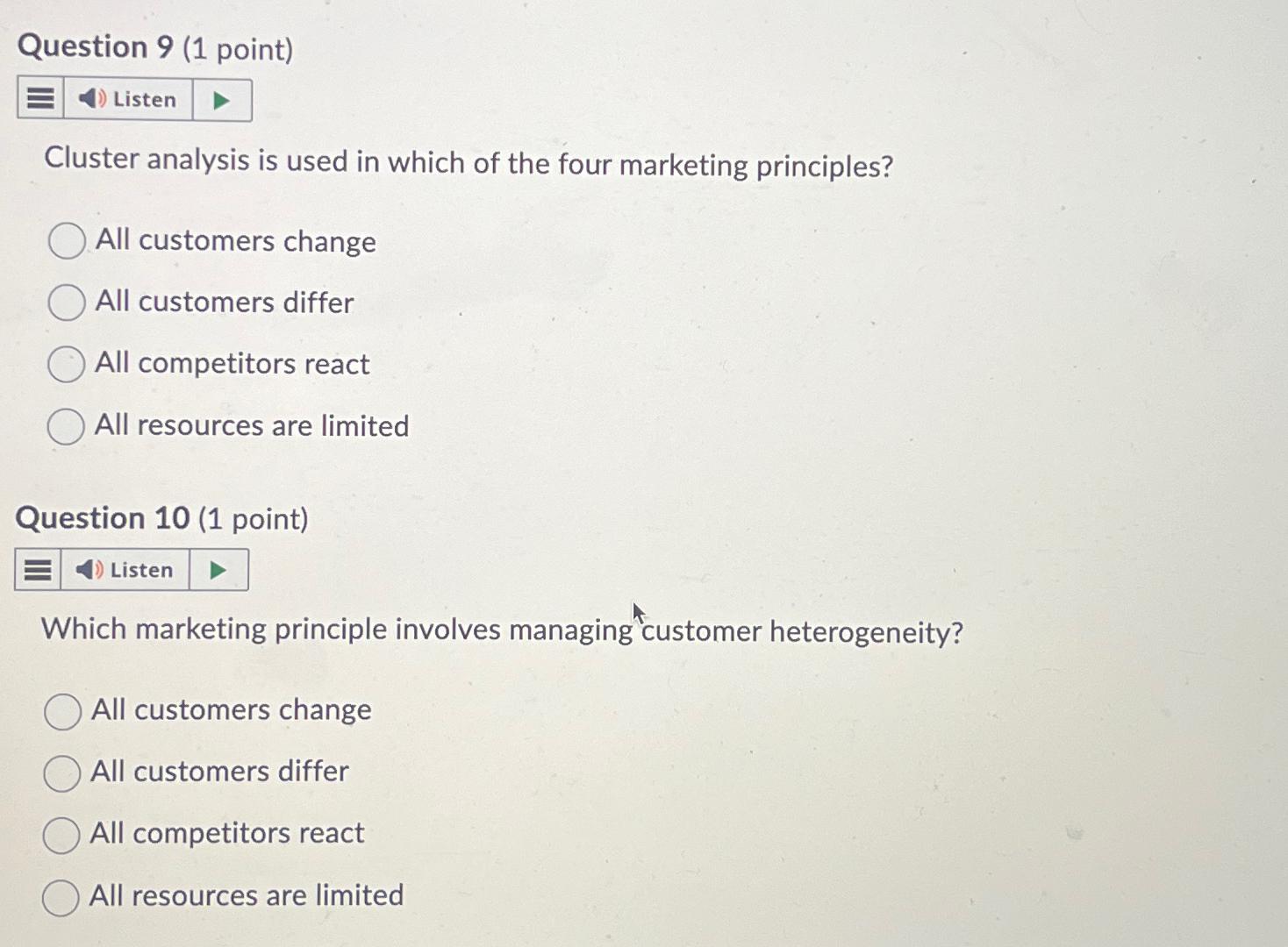 Solved Question 9 (1 ﻿point)ListenCluster analysis is used | Chegg.com