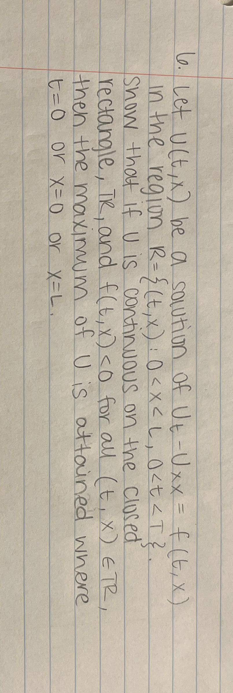 Solved Let U(t,x) be a solution of Ut-U×=f(t,x) in the | Chegg.com Solved Let U(t,x) be a solution of Ut-U×=f(t,x) in the | Chegg.com