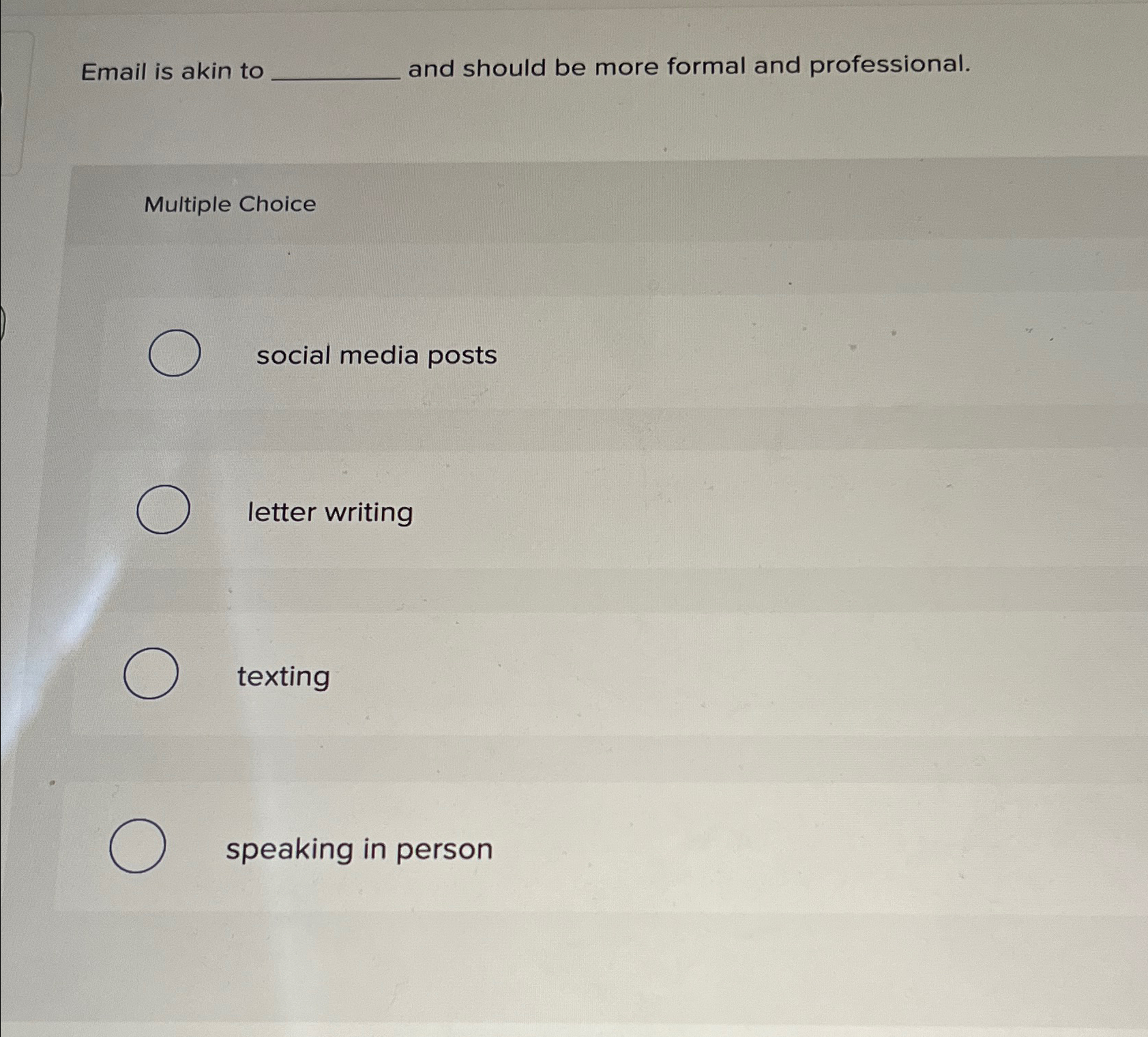 Solved Email is akin to ﻿and should be more formal and | Chegg.com