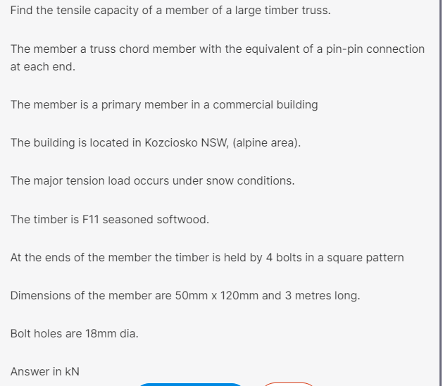 Solved Find the compressive capacity of a timber compression | Chegg.com