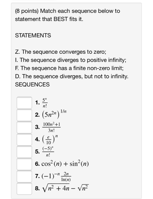 Solved (1 point) Determine whether the sequence is divergent | Chegg.com