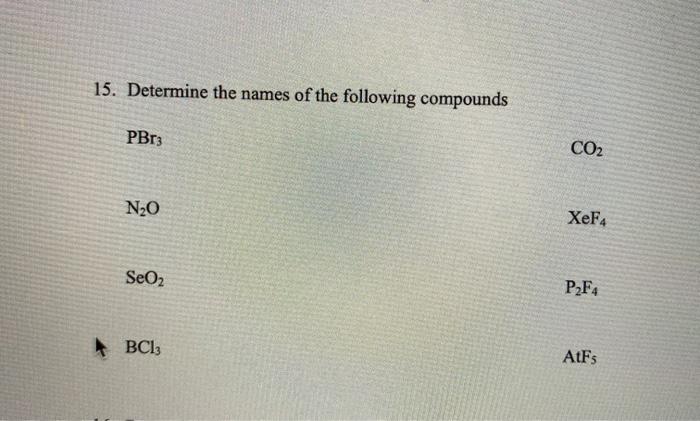 Solved 15. Determine the names of the following compounds | Chegg.com