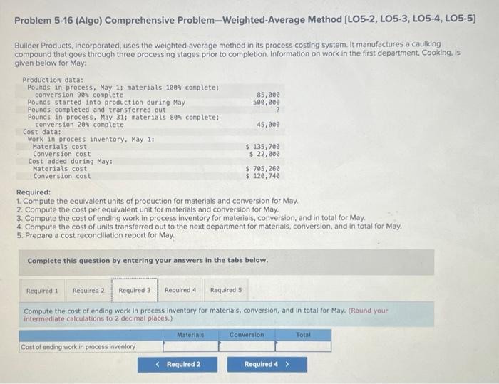 Solved Problem 5-16 (Algo) Comprehensive | Chegg.com