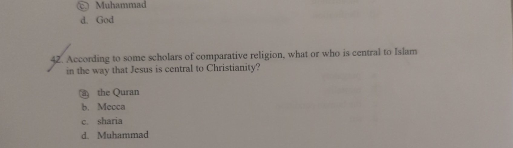 Solved c.) ﻿Muhammadd. ﻿God42. ﻿According to some scholars | Chegg.com