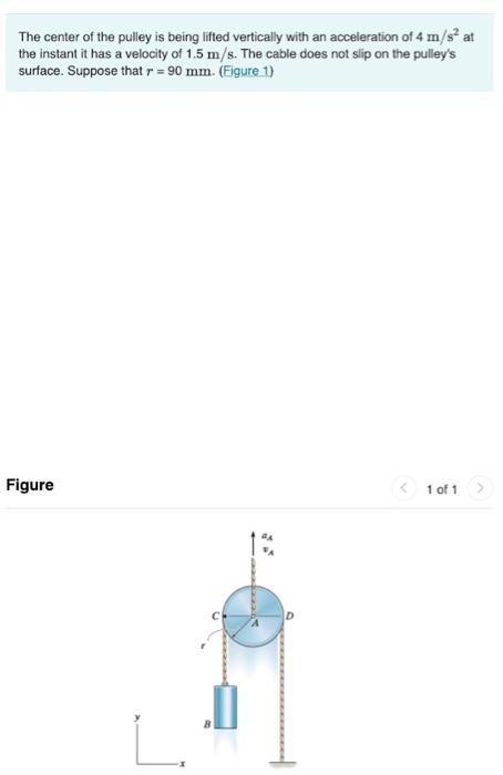 Solved The center of the pulley is being lifted vertically | Chegg.com