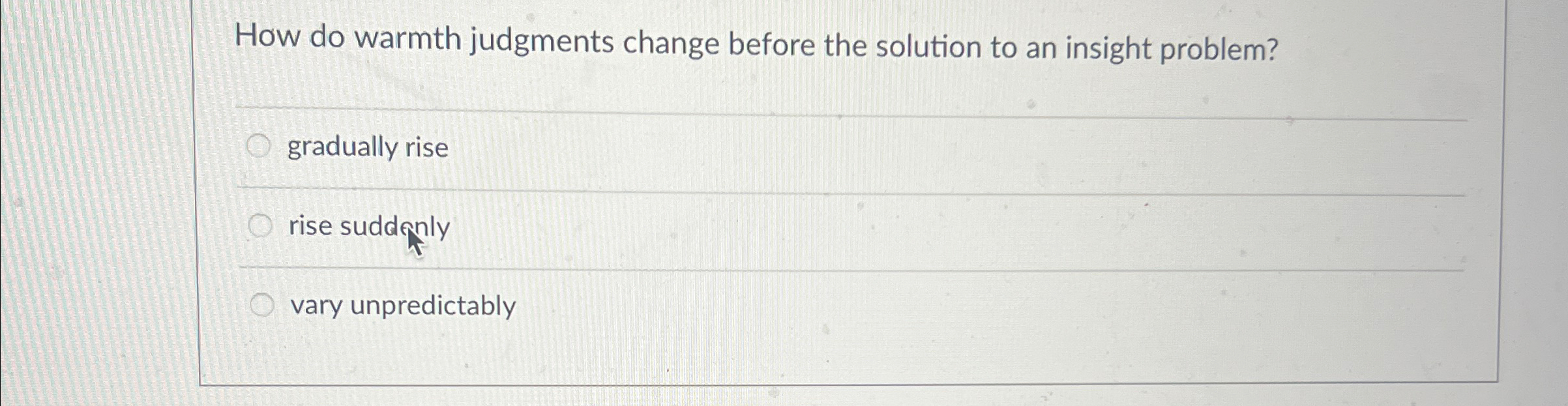Solved How do warmth judgments change before the solution to | Chegg.com