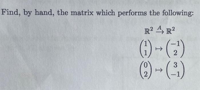 Solved Find, by hand, the matrix which performs the | Chegg.com