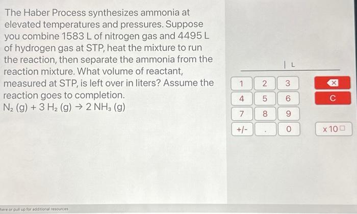 Solved The Haber Process synthesizes ammonia at elevated | Chegg.com
