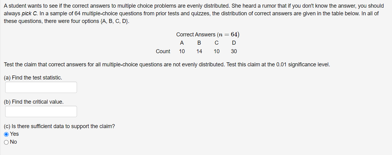 Solved A student wants to see if the correct answers to | Chegg.com