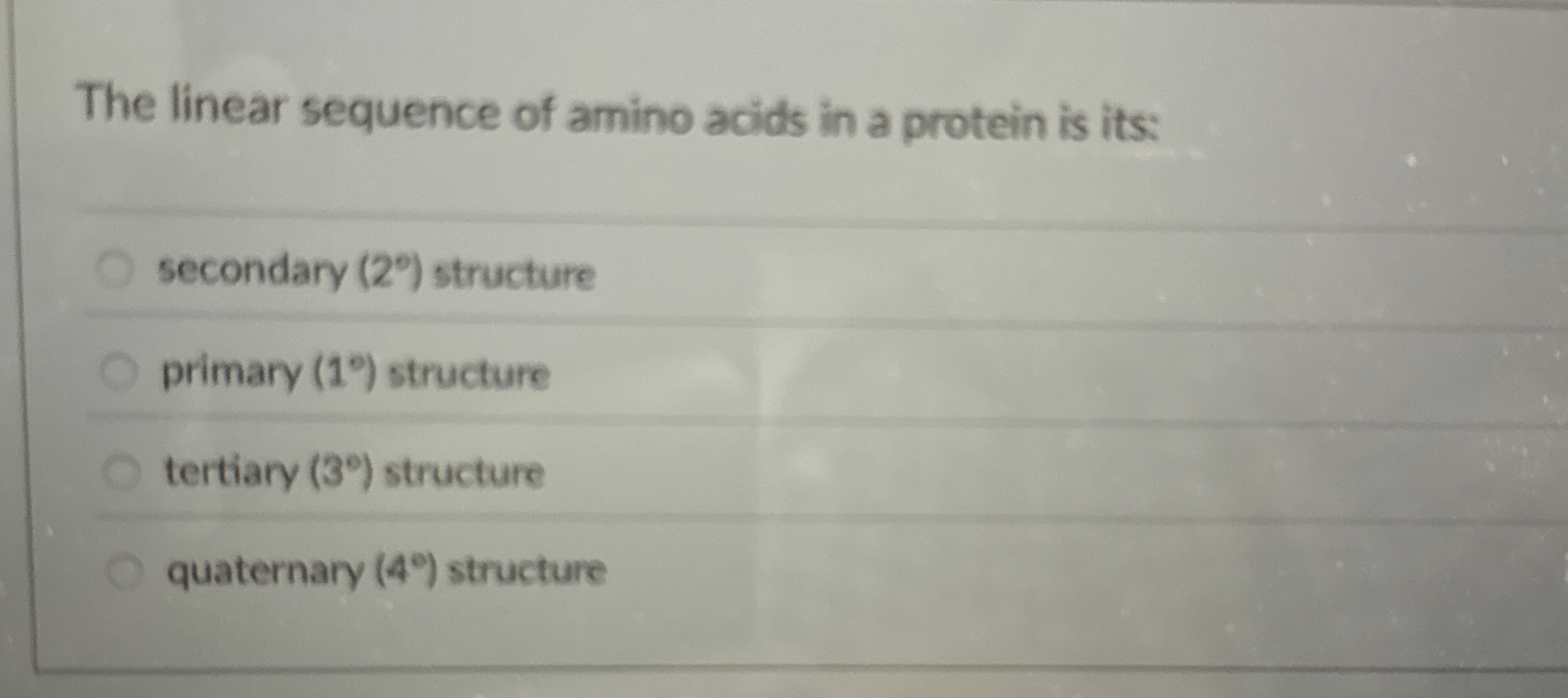 Solved The linear sequence of amino acids in a protein is | Chegg.com