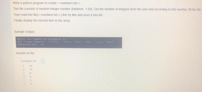 Solved Write a python program to create > This file consists | Chegg.com