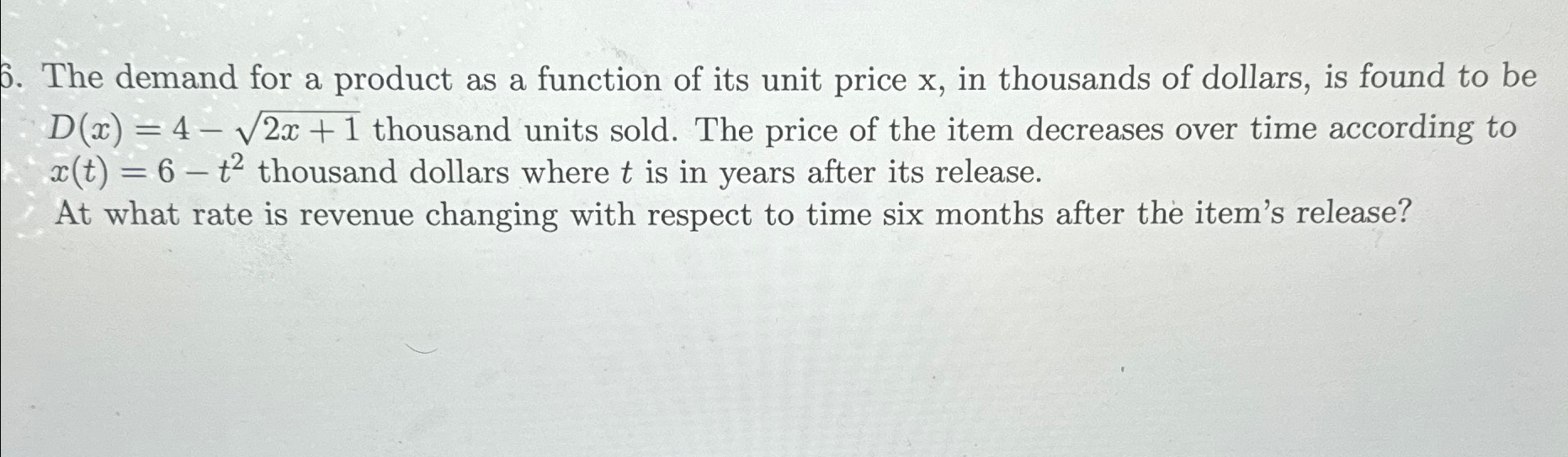Solved The demand for a product as a function of its unit | Chegg.com
