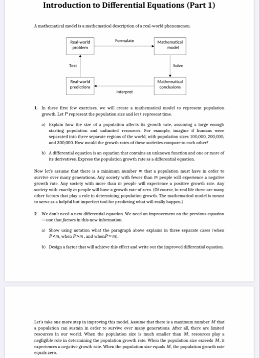 Solved Introduction to Differential Equations (Part 1) A | Chegg.com