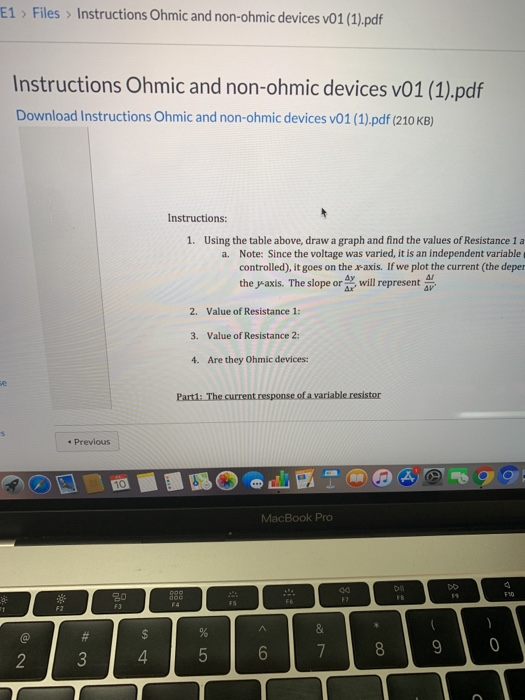 E1 > Files > Instructions Ohmic and non-ohmic devices | Chegg.com