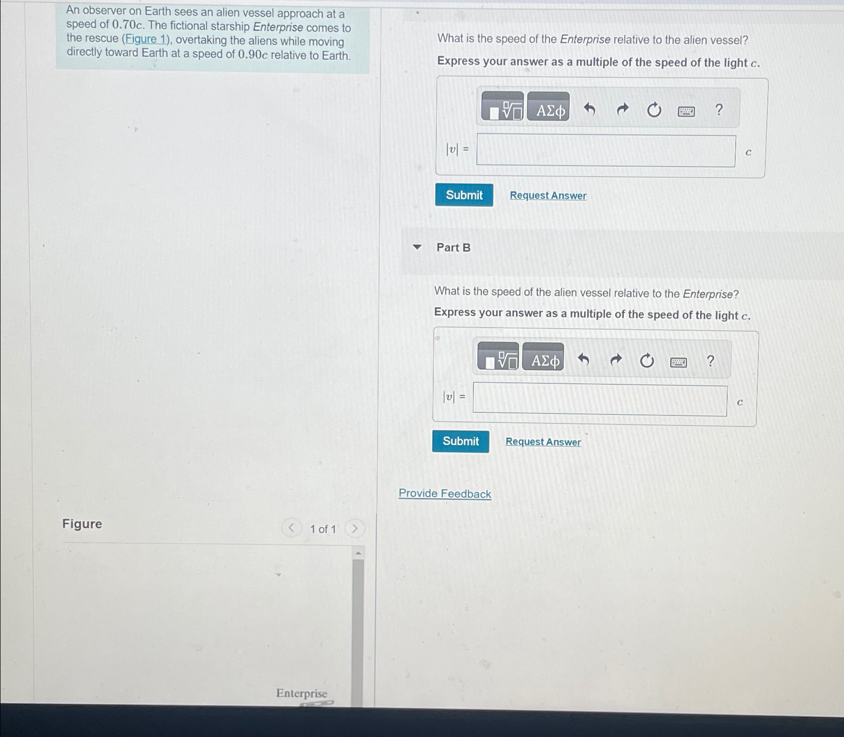 Solved An observer on Earth sees an alien vessel approach at | Chegg.com