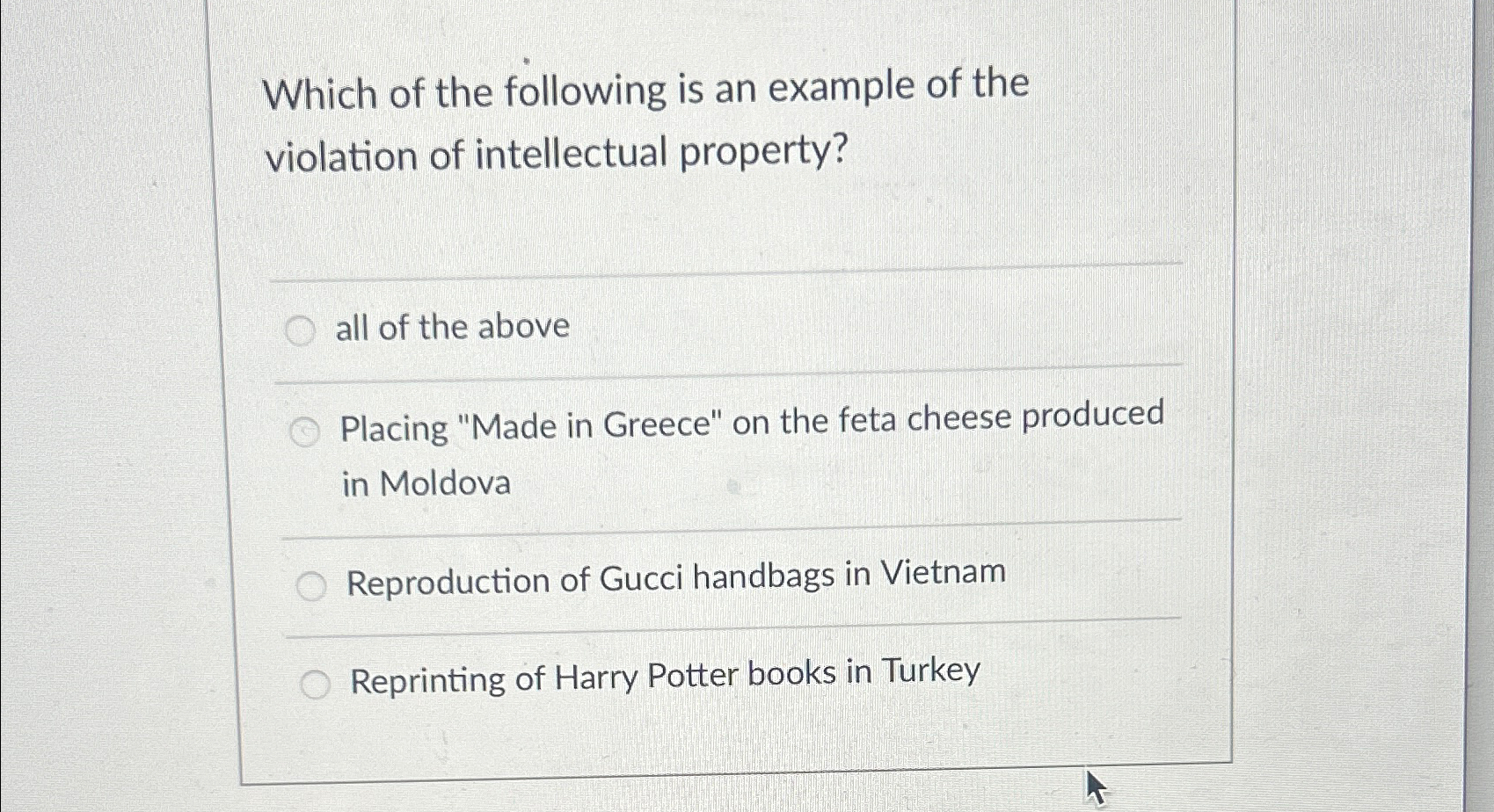 Solved Which of the following is an example of the violation | Chegg.com