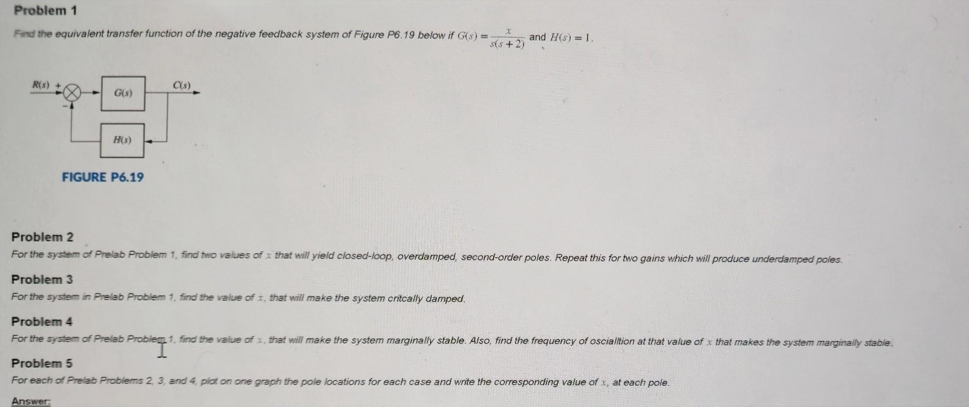 Solved Find the equivalent transfer function of the negative | Chegg.com