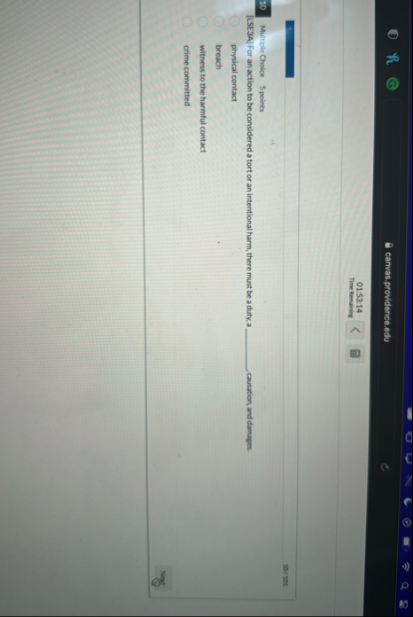 Solved canvas. providence.edu01:53:14Time Remaining | Chegg.com