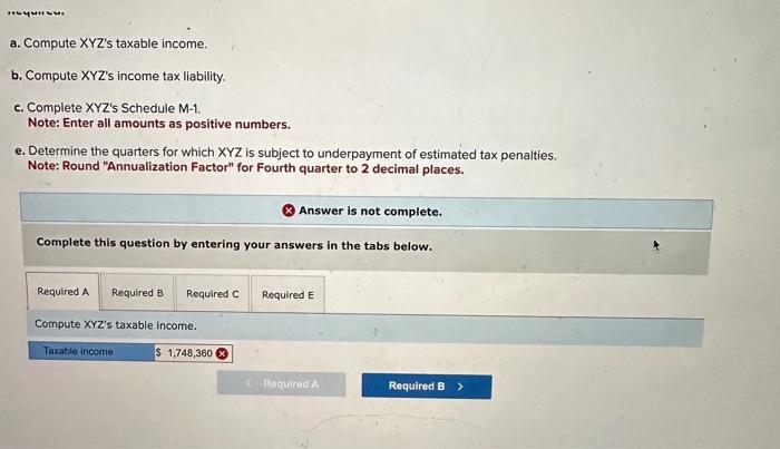 Solved Complete XYZ's Schedule M-1. Note: Enter all amounts | Chegg.com