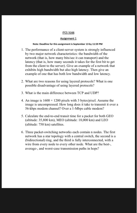 Solved Itcs 3166 Assignment 1 Note Deadline For This 4697