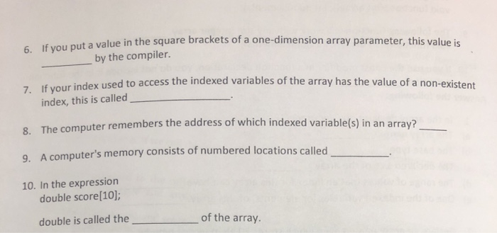 Solved If you put a value in the square brackets of a | Chegg.com