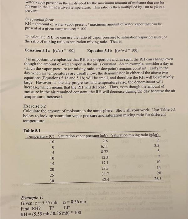 Solved Quantifying Moisture in the Atmosphere There are a | Chegg.com