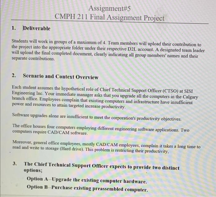 Solved Assignment#5 CMPH 211 Final Assignment Project 1. | Chegg.com