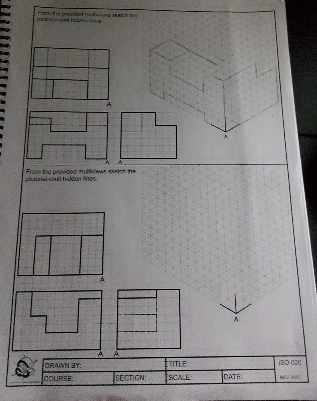 Solved From the provided multiviews sketch the pictonak-con? | Chegg.com