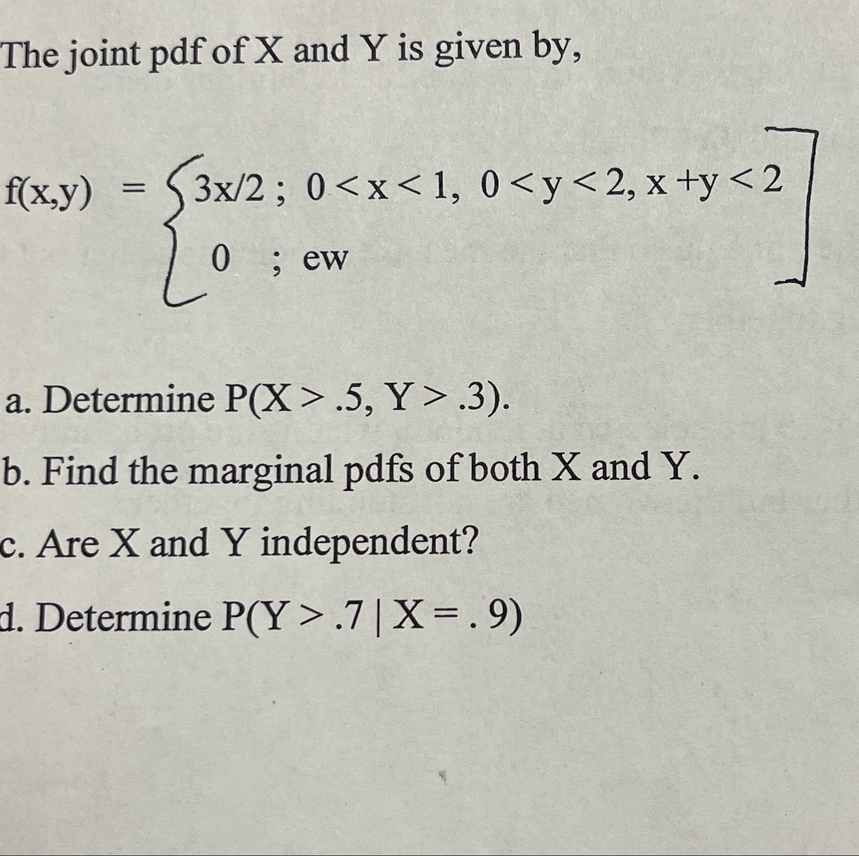 Solved The joint pdf of x ﻿and Y ﻿is given by, | Chegg.com