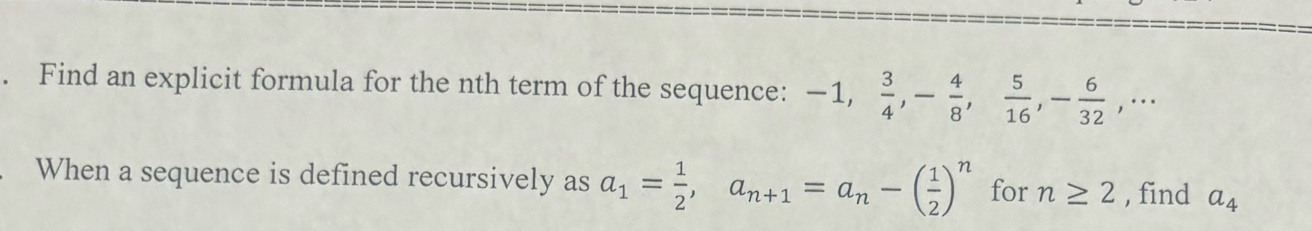 Solved Find an explicit formula for the nth term of the | Chegg.com