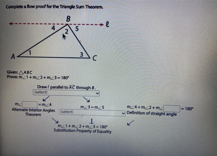 Solved Complete a flow proof for the Triangle Sum Theorem. B | Chegg.com