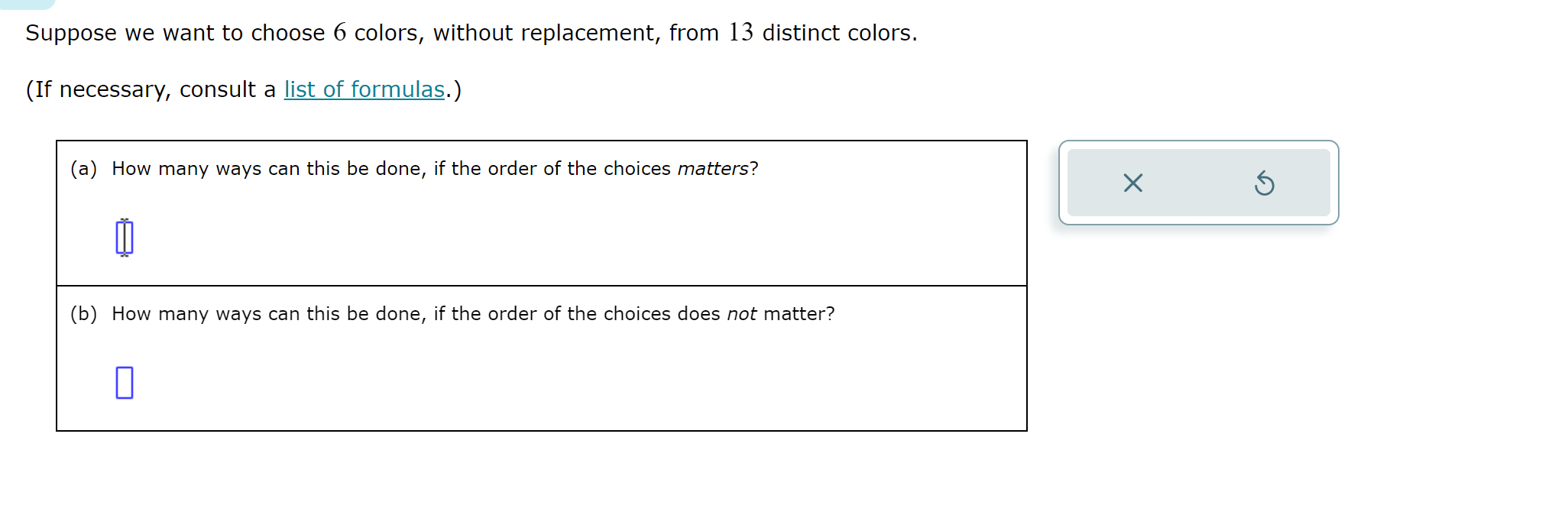 Solved Suppose we want to choose 6 ﻿colors, without | Chegg.com