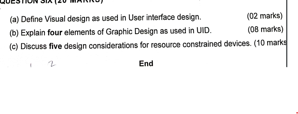 Solved (a) ﻿Define Visual design as used in User interface | Chegg.com