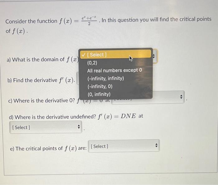 Solved Consider the function f(x)=2ex+e−x. In this question | Chegg.com