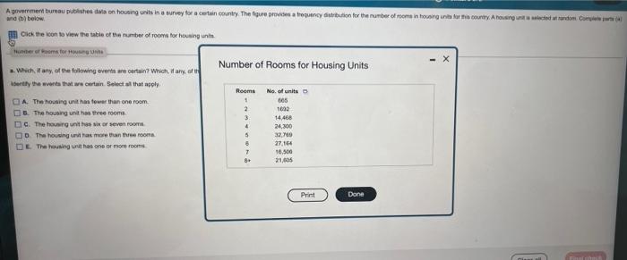 Solved A government bureau publishes data on housing units | Chegg.com