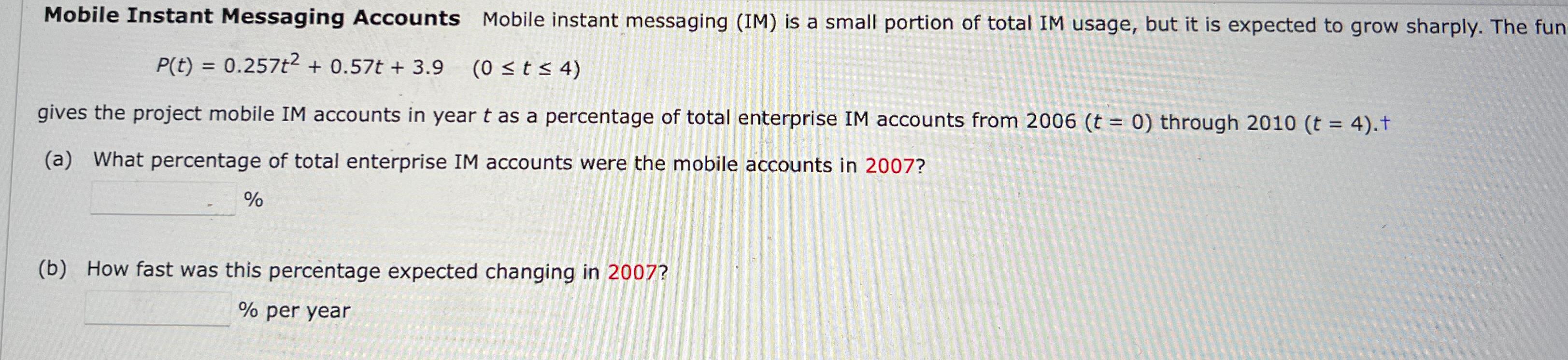 Solved Mobile Instant Messaging Accounts Mobile instant | Chegg.com