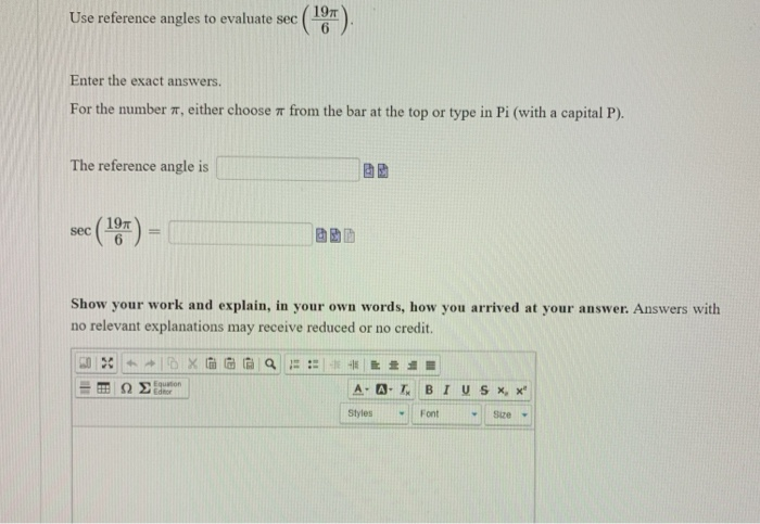 Solved Use Reference Angles To Evaluate Sec 197 6 Enter The