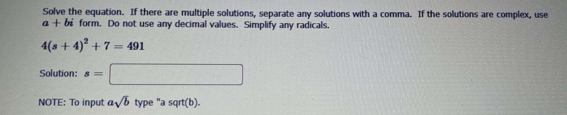 Solved Solve the equation. If there are multiple solutions, | Chegg.com