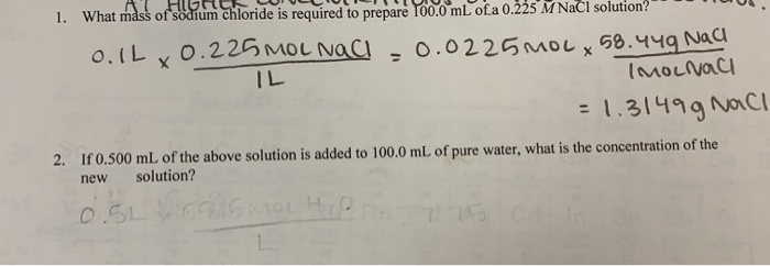 Solved 1. What mass of sodium Chloride is required to | Chegg.com