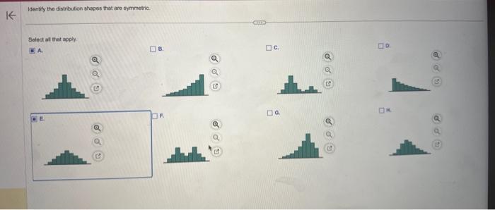 Solved Identify the distrbution shapes that are symmetric. | Chegg.com