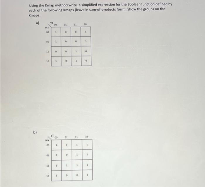 Solved Using the Kmap method write a simplified expression | Chegg.com