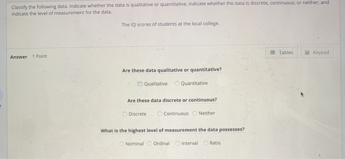 Solved Classify the following data. Indicate whether the | Chegg.com