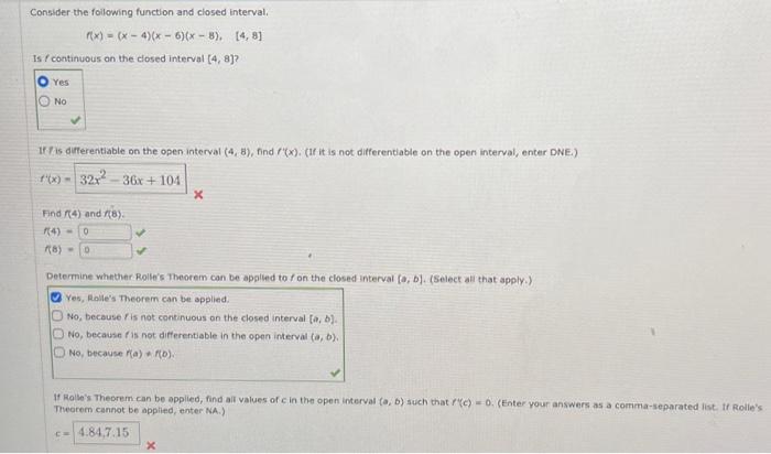 Consider the following function and closed interval. | Chegg.com