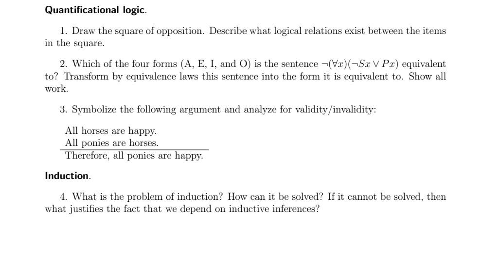 Solved Quantificational logic. 1. Draw the square of | Chegg.com