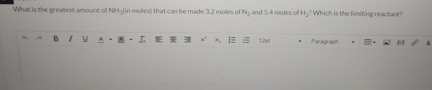 Solved What is the greatest amount of NH3(in moles) that can | Chegg.com