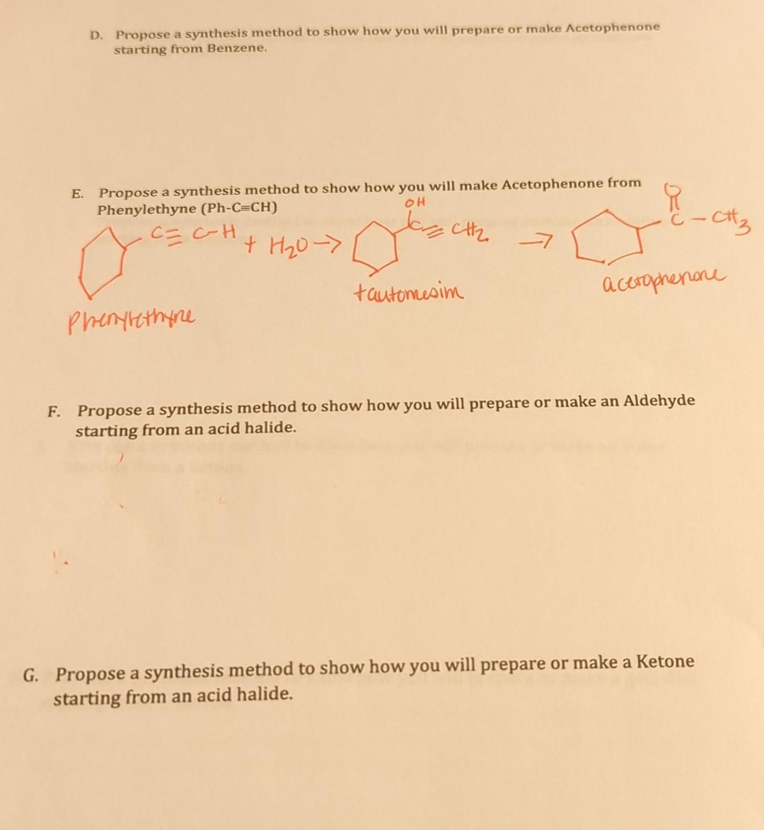 Solved D. Propose a synthesis method to show how you will | Chegg.com