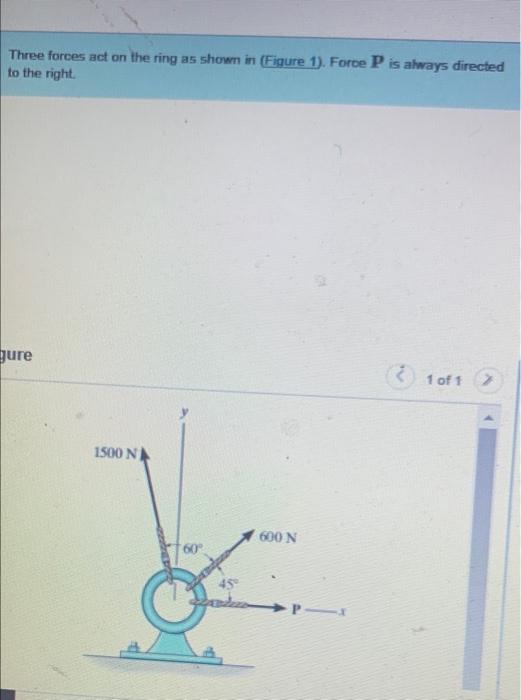 Solved Three forces act on the ring as shown in (Figure 1). | Chegg.com