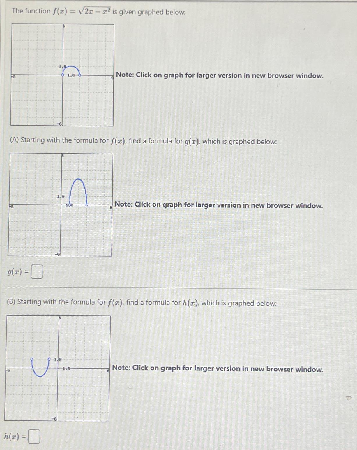 Solved The function f(x)=2x-x22 ﻿is given graphed | Chegg.com
