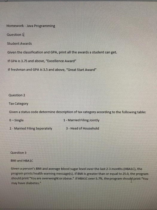 Solved Homework - Java Programming Question 1 Student Awards | Chegg.com